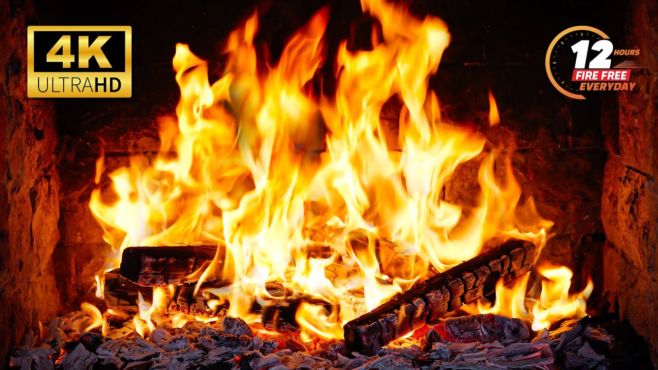 🔥 Cozy Crackling Fireplace 🔥 Relaxing Ambience in 4K with Fireplace ...