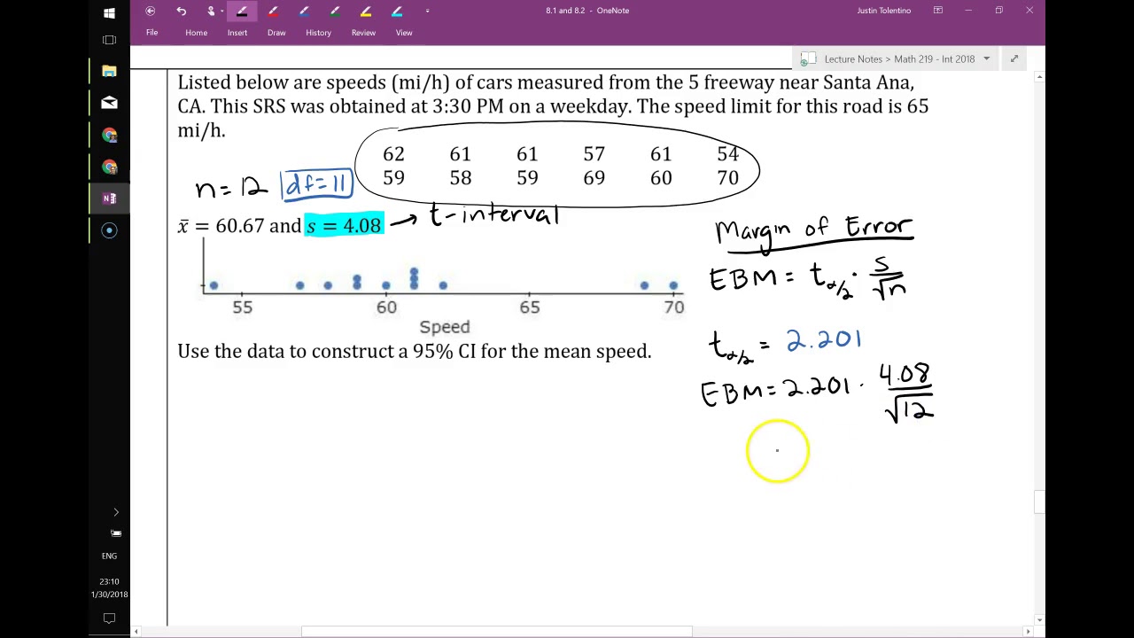 1-sample t-interval formula - YouTube