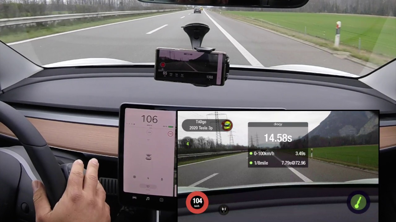 Tesla Model 3 Performance 0 100 Kmh Acceleration Dragy - YouTube