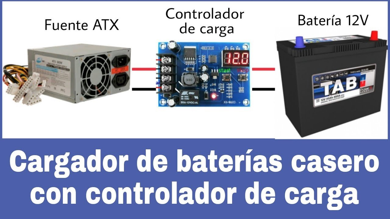CÓMO HACER UN CARGADOR DE BATERÍAS CON UNA FUENTE ATX Y CONTROL DE CARGA - YouTube