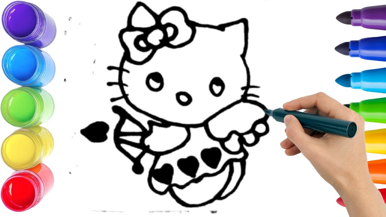 How To Draw cute kitty Drawing, Painting & Coloring For Kids and ...