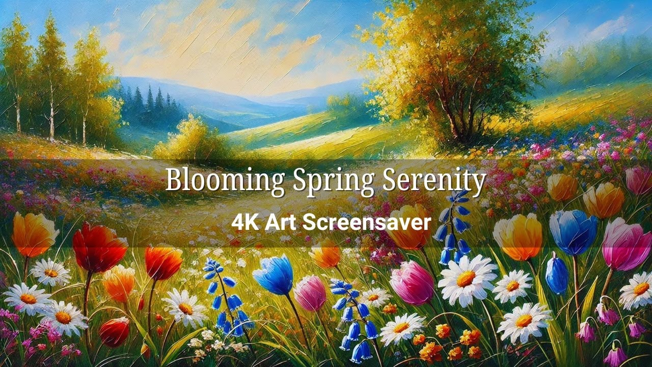 Blooming Spring Serenity | Artistic Meadow Painting Screensaver in 4K ...