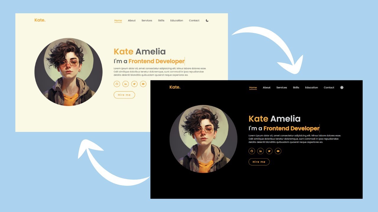 How To Make Dark And Light Mode Website Dark Theme Website Design Using Html Css And Javascript