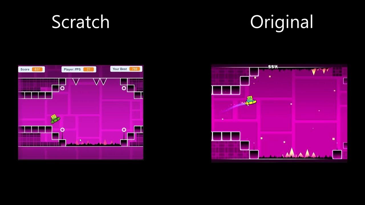 Geometry Dash VS Scratch Remake by griffpatch - Stereo Madness - YouTube
