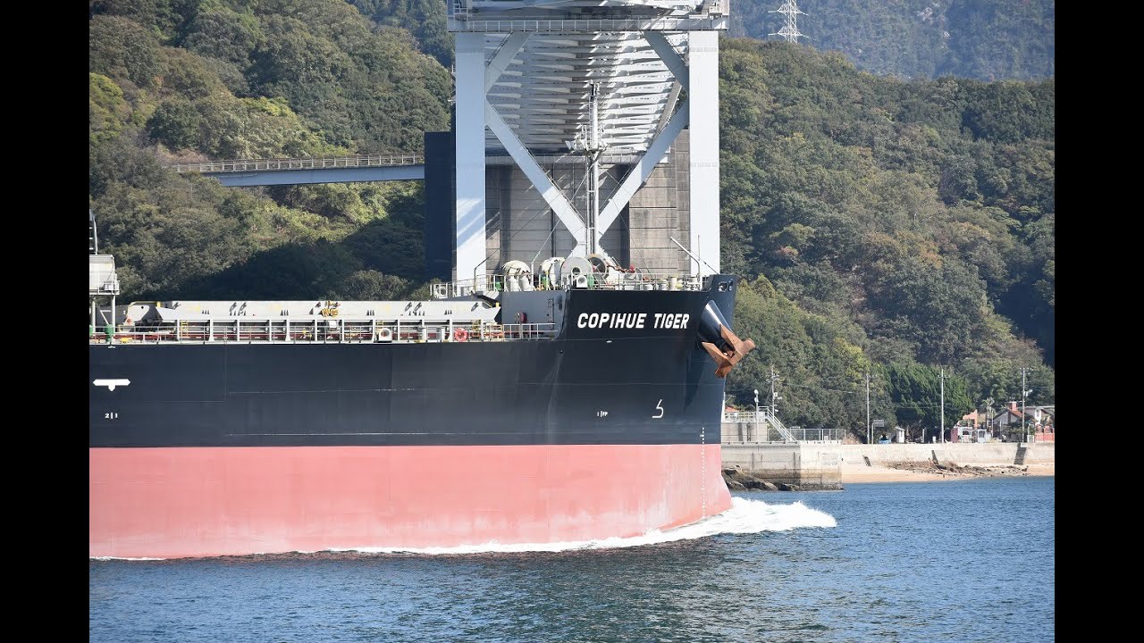 ばら積み船「COPIHUE TIGER」因島大橋通過 令和5年11月7日 - YouTube