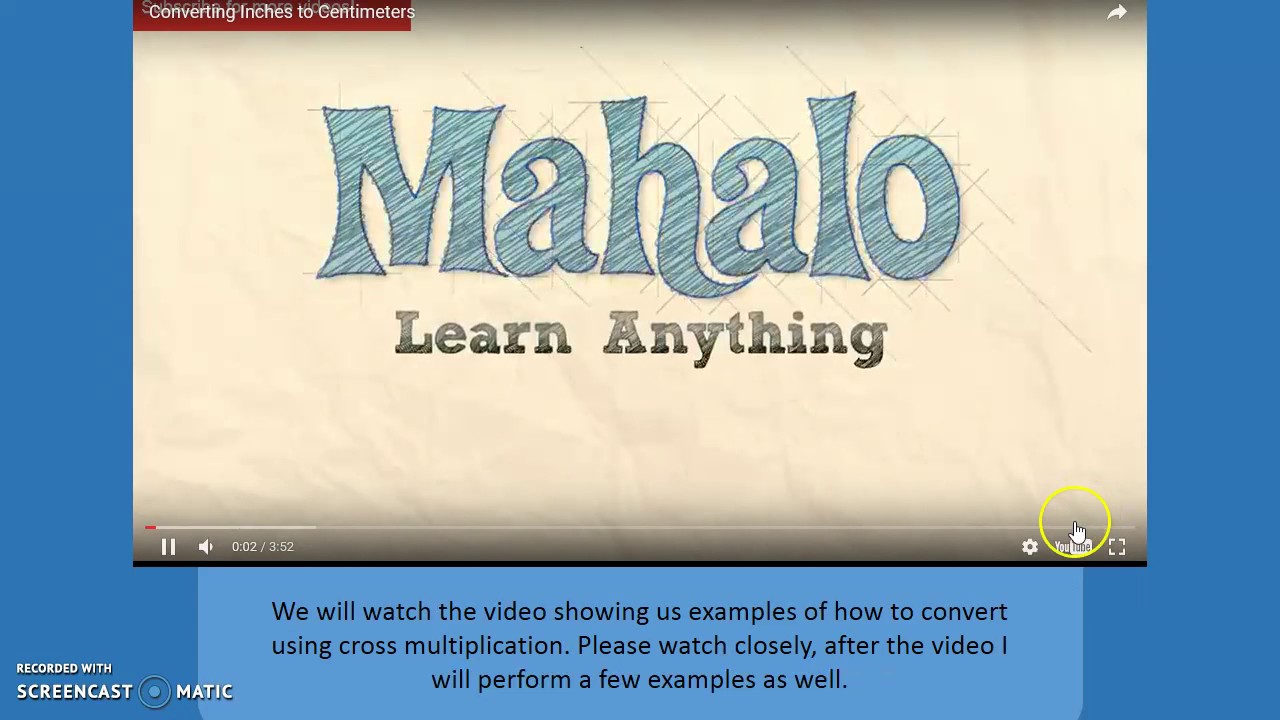 Converting Units Using Cross Multiplication - YouTube