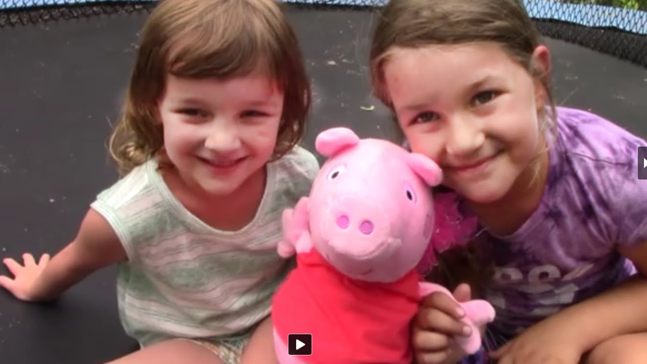 Fun for Kids Jumping on the trampoline with Peppa Pig - YouTube