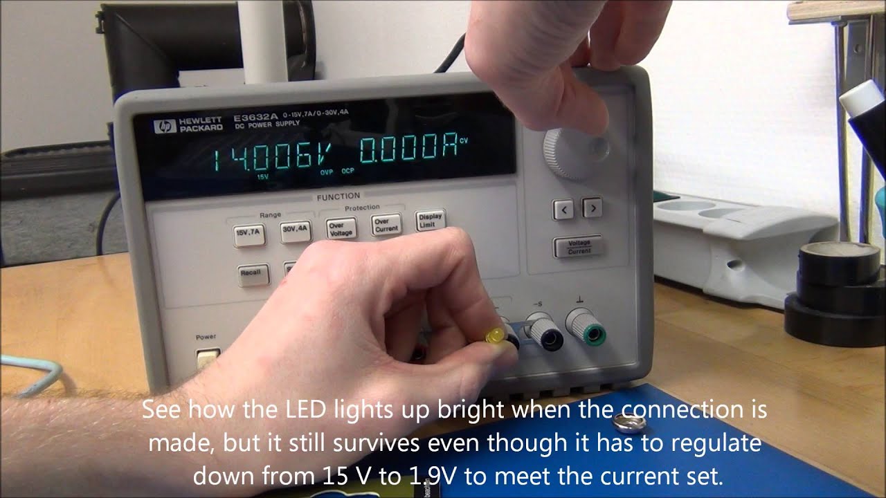 Shooting / Exploding LED! - Test of HP E3632a current limiting. - YouTube