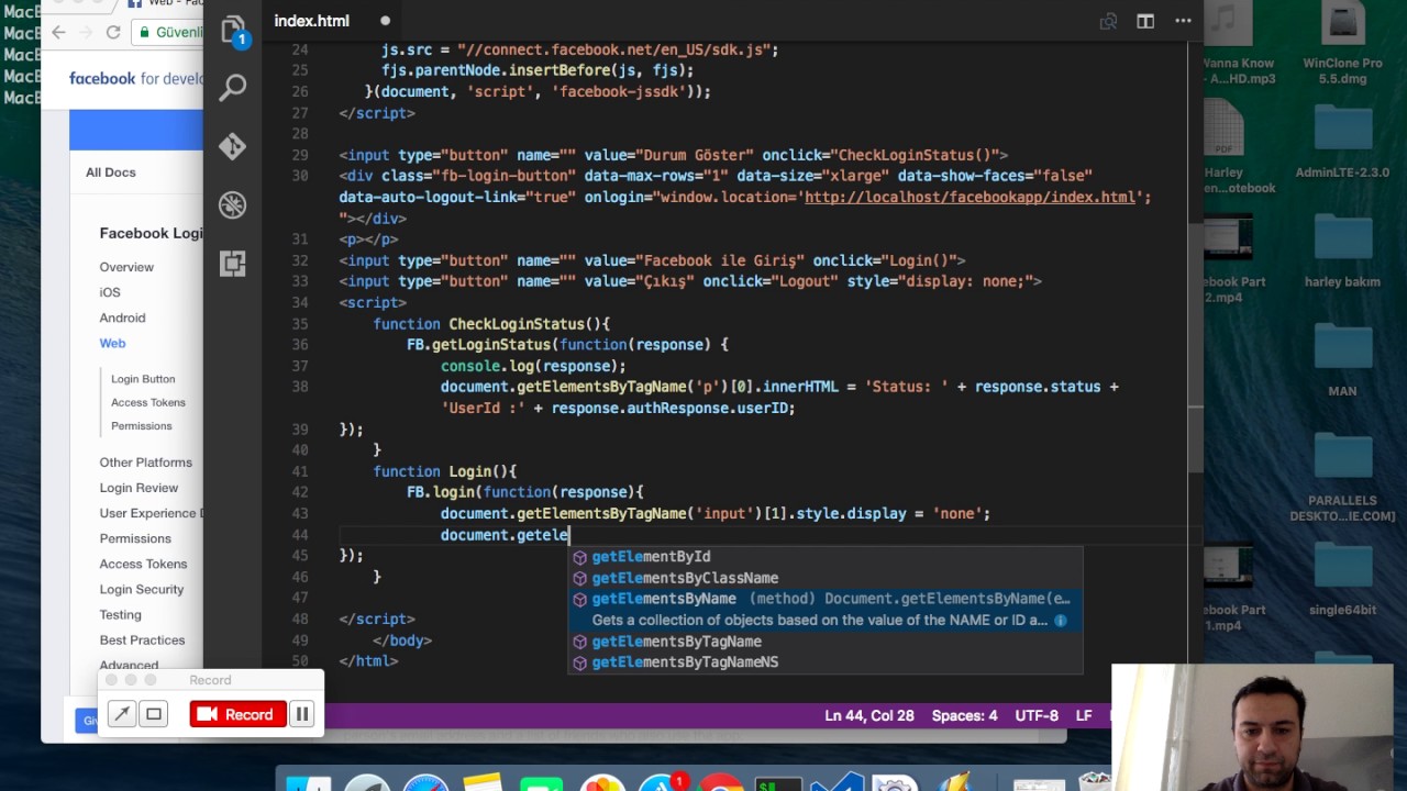 Facebook Javascript SDK Bölüm 3 - Custom Login Butonu ile Login ve ...