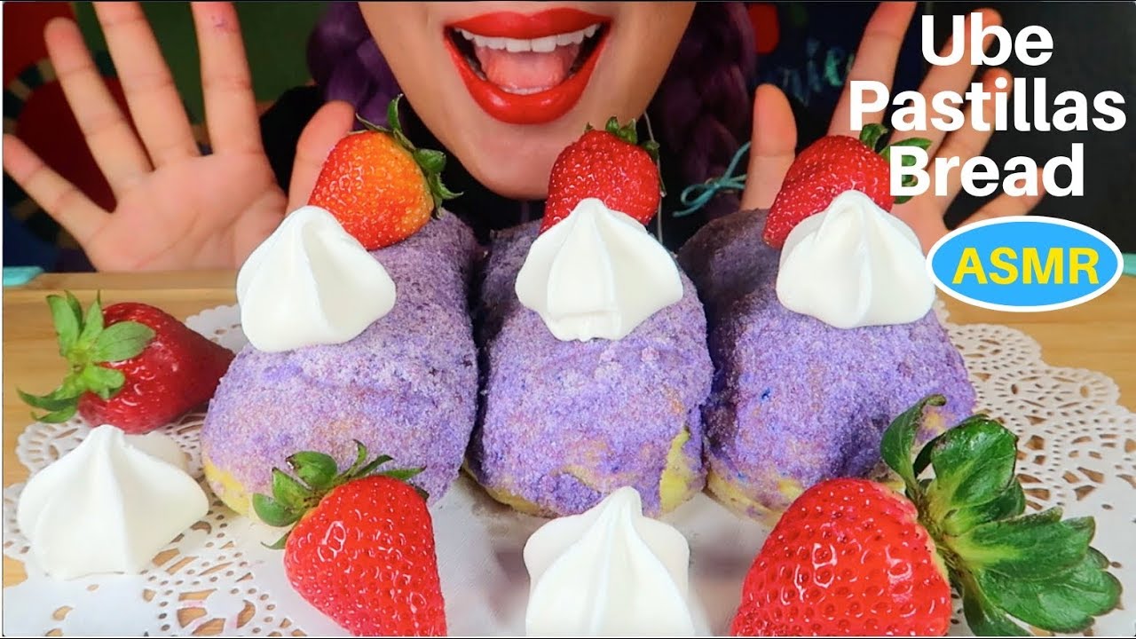 ASMR 하와이 유명먹거리 우베 빵 먹방| UBE PASTILLAS BREAD (PURPLE YAM) EATING SOUND ...