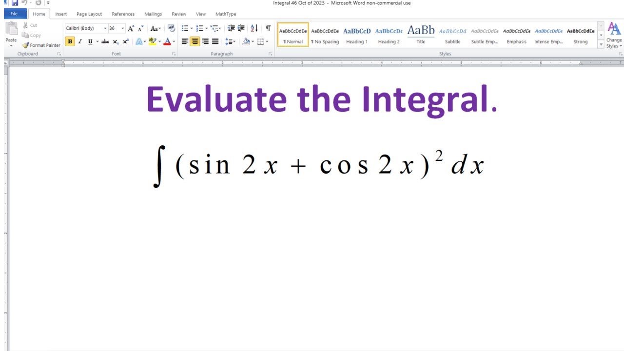 The Integral of (sin 2x + cos 2x)^2 - YouTube