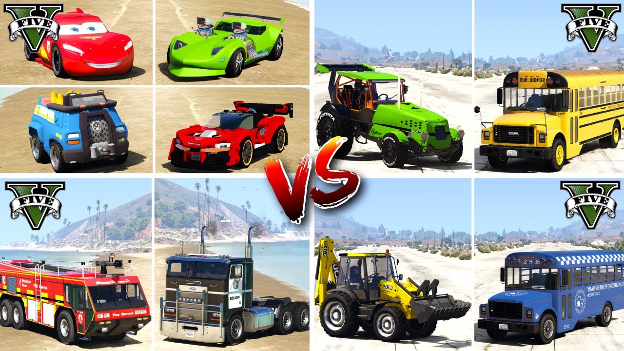 GTA 5 Vehicle Showdown 🔥 Fire Truck vs Police Hauler vs School Bus vs ...