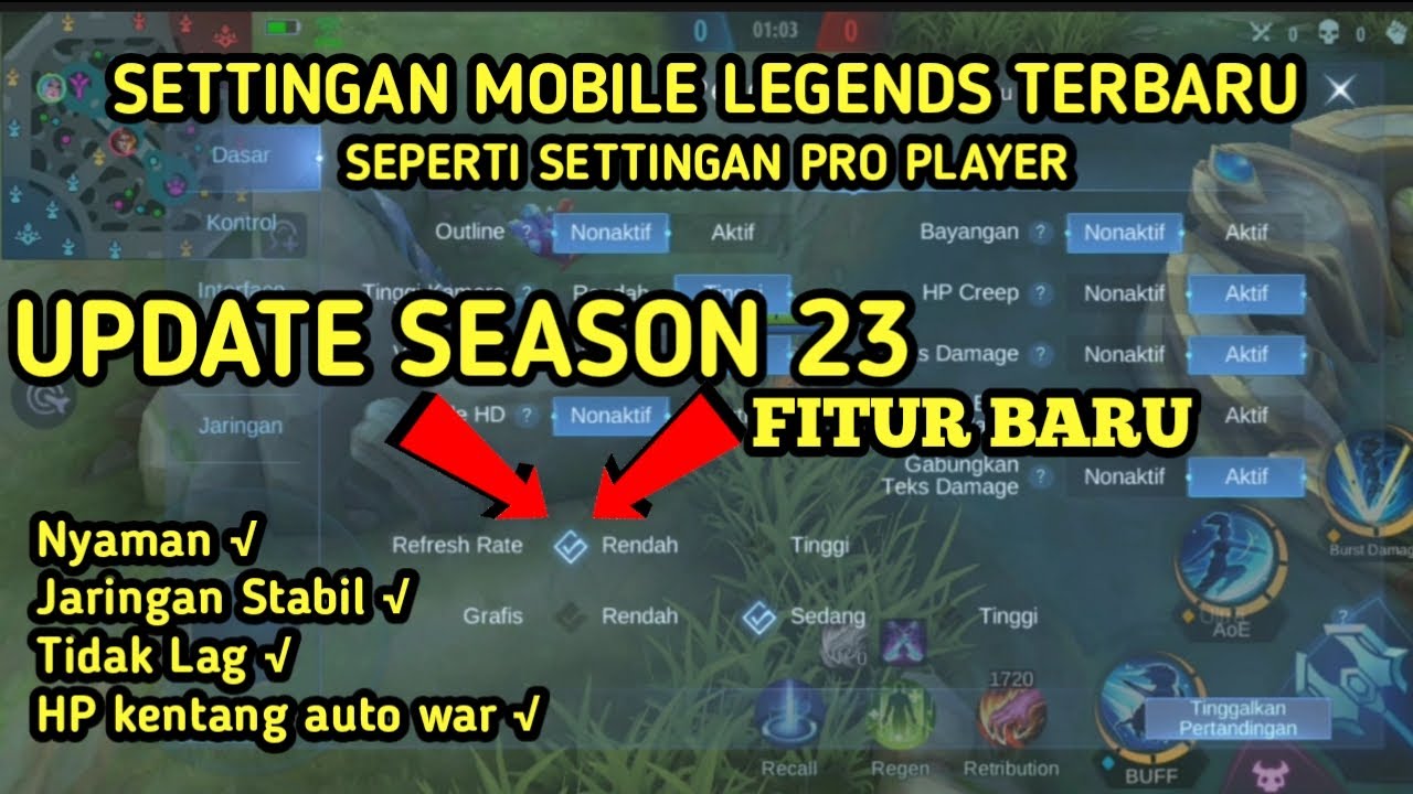 CARA SETTING PENGATURAN MOBILE LEGENDS TERBARU SEASON 23 | SETTINGAN ...