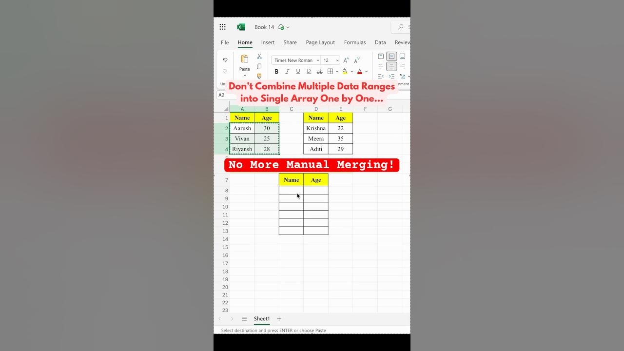 ๐ Stop Manual Merging Use Vstack โก Excel Excelshorts Youtube