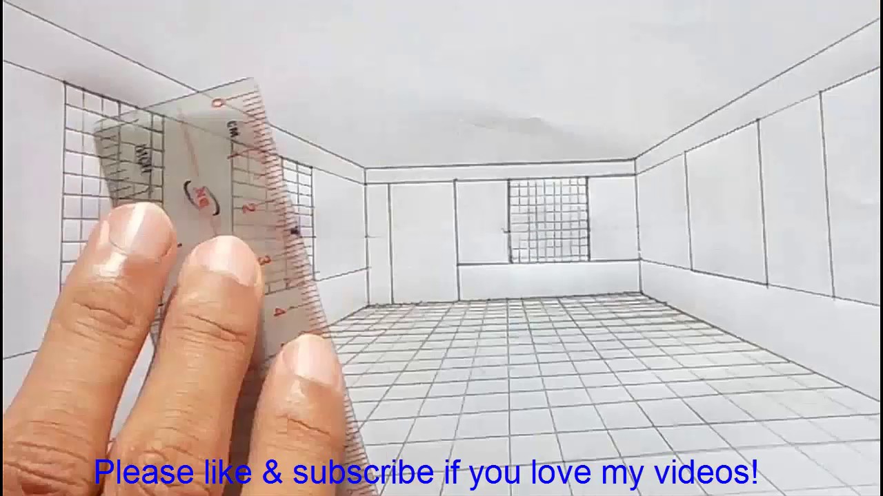 How to Draw the room in One point perspective step by step - YouTube