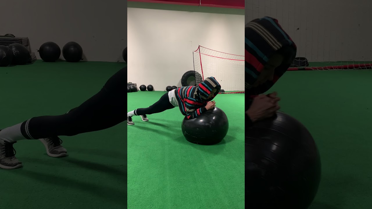 Stability ball plank roll outs - YouTube