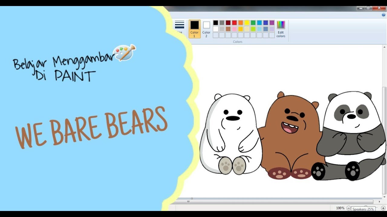 Menggambar WE BARE BEARS di Ms.PAINT | Belajar Menggambar Di PAINT ...