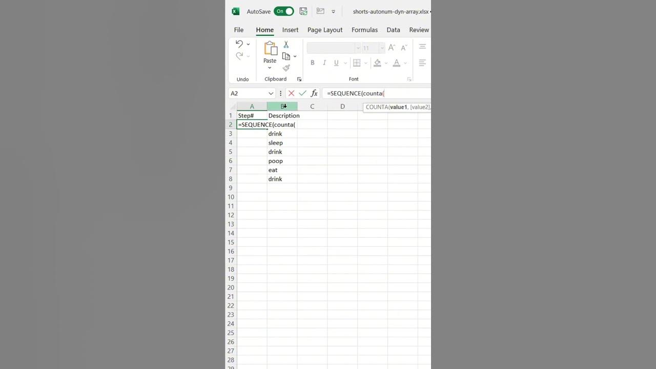 Automatically Number Rows Dynamic Array - Excel #Shorts - YouTube