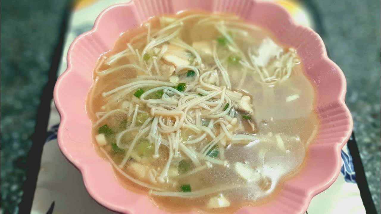 Sup cendawan enoki, simple je / mushrooms enoki soup recipes. - YouTube