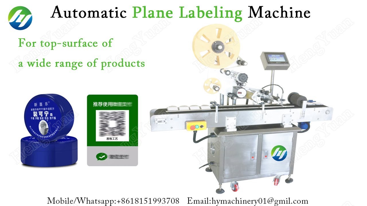 Automatic Plane Labeling Machine | Top Sided Label Applicator - YouTube