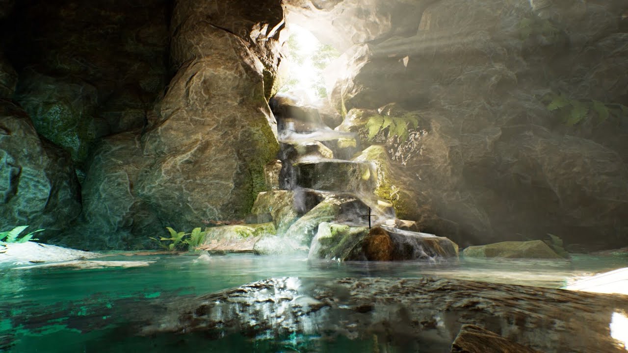 Cool cave waterfall ambience 6 hours - YouTube