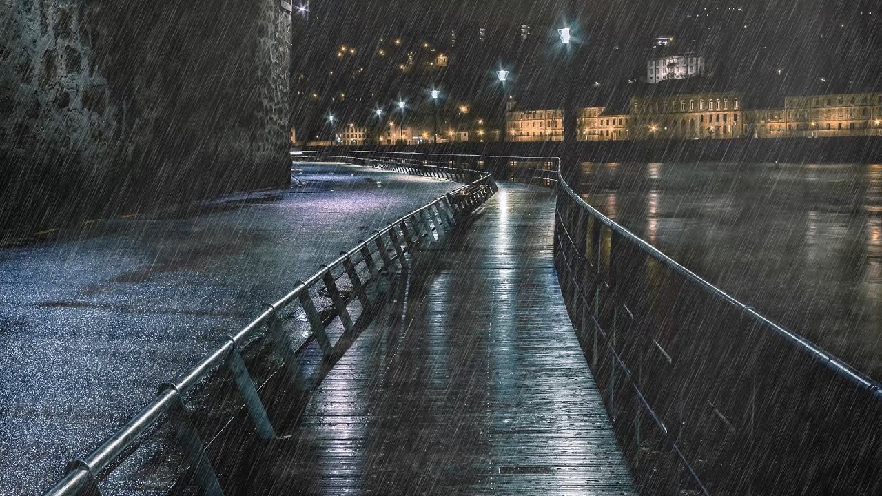 Quiet Night By The River With The Relaxing Sound Of Falling Rain ...
