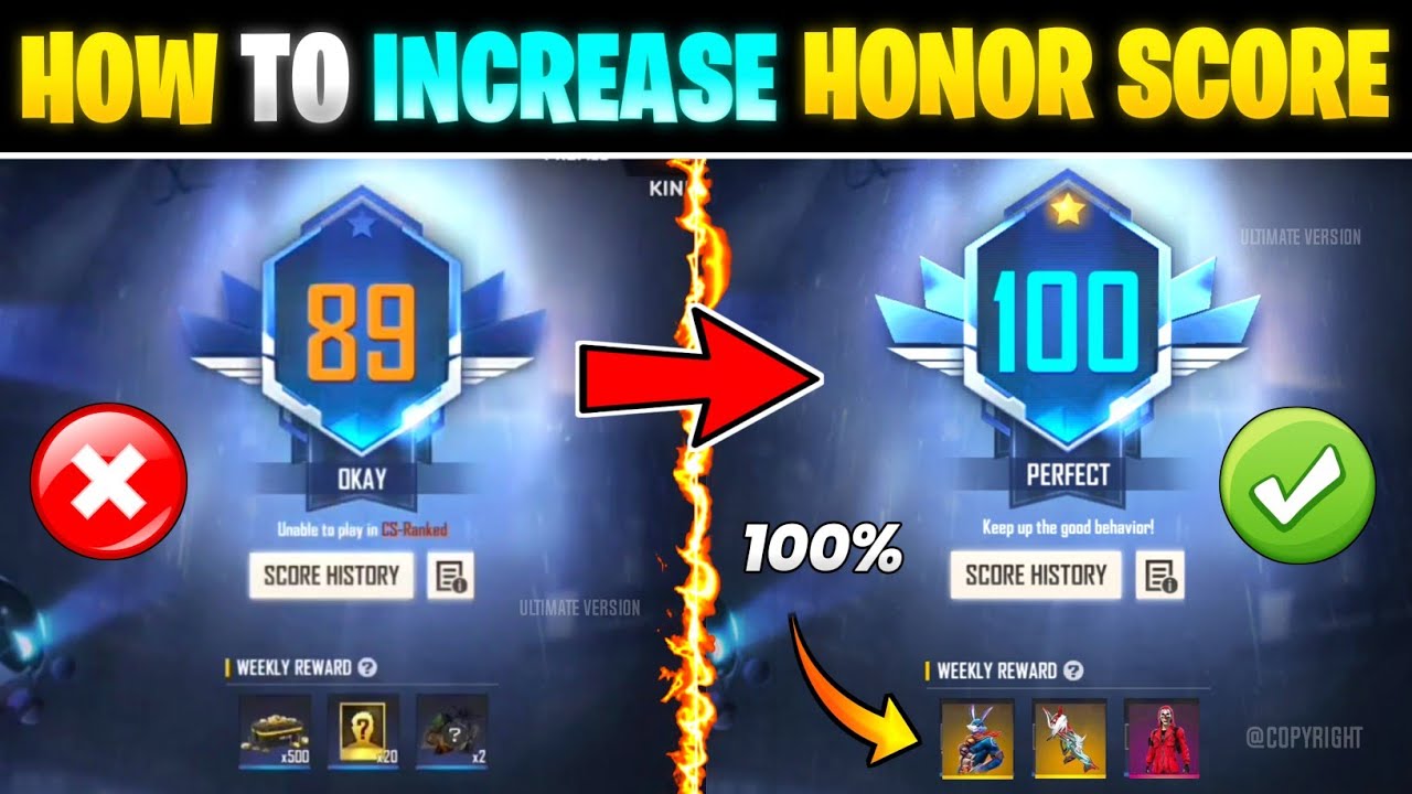 HOW TO INCREASE HONOR SCORE IN FREE FIRE || HONOR SCORE KAISE BADHAYE ...