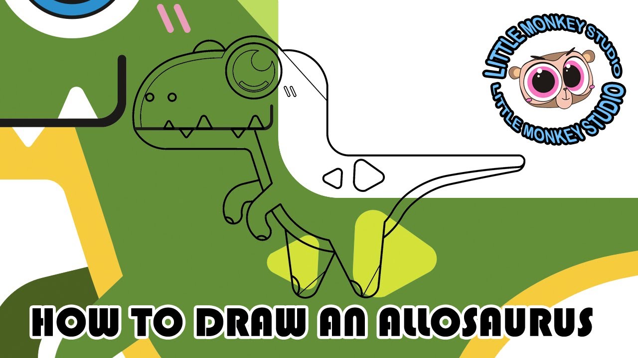 HOW TO DRAW A CUTE ALLOSAURUS / MENGGAMBAR ALLOSAURUS - YouTube