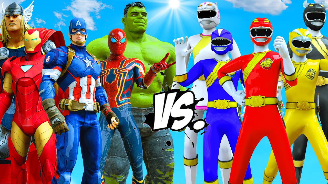 THE AVENGERS MARVEL VS GAO POWER RANGERS | BATTLE SCENE - YouTube