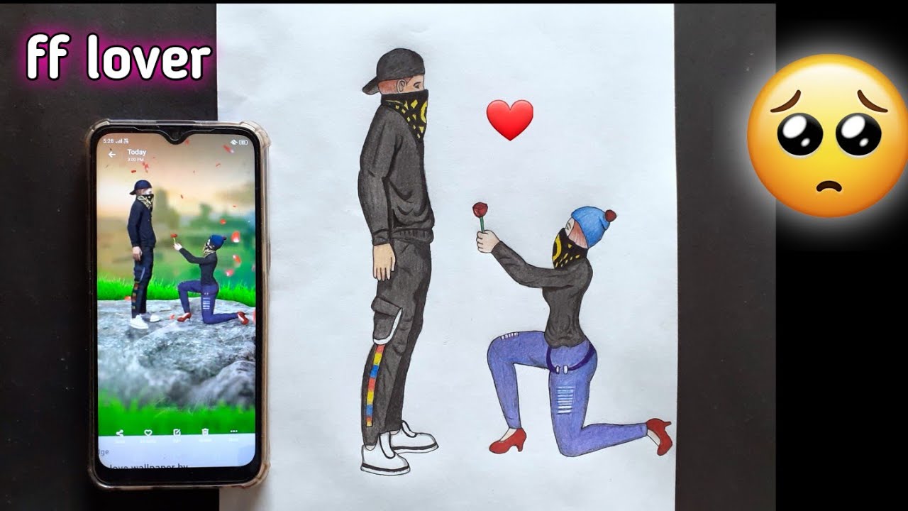 free fire love drawing | pencil colour drawing || ff lover drawing ...