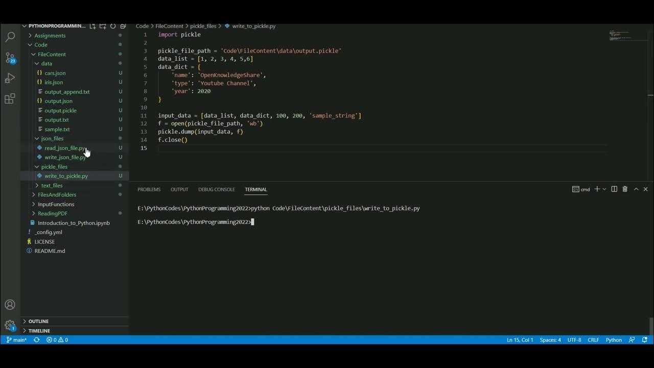 Pickling Data In Python Python Programming 2022 Open Knowledge Share Youtube 9575