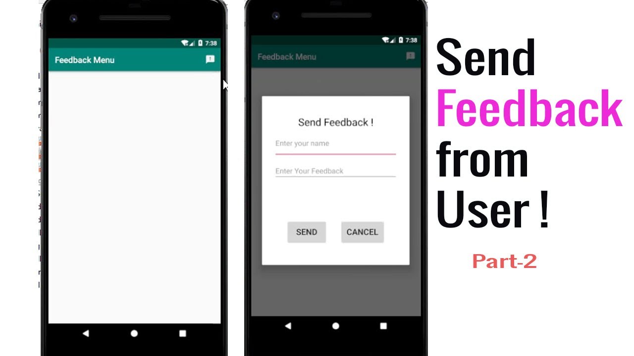 Feedback menu item with custom alert dialog (part 2) |Android Studio ...