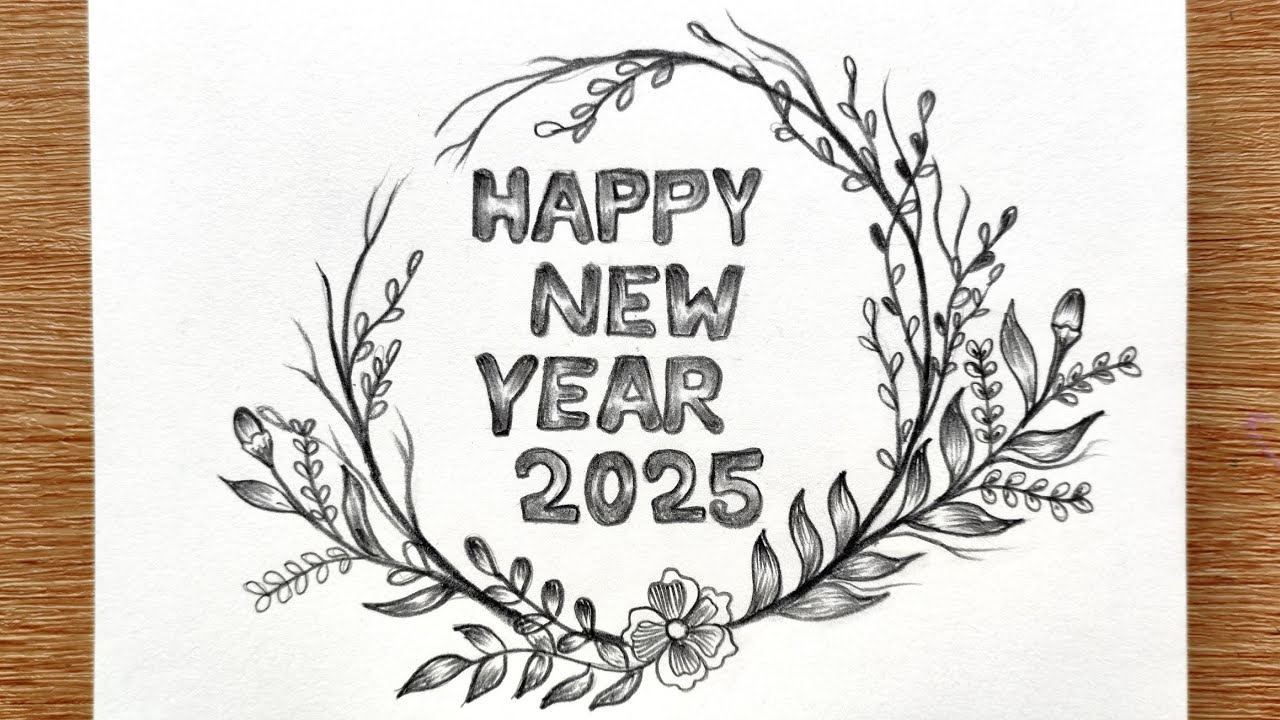 New year circle art | New year card drawing | Happy New year 2025 | New ...