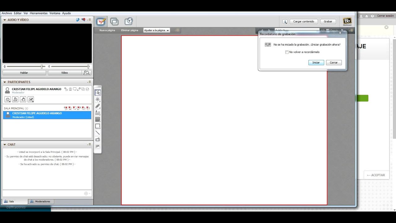 Video Tutorial 4 Blackboard 9.1, Como iniciar una sesión en linea Blackboard Collaborate - YouTube