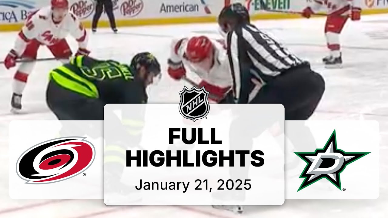 NHL Highlights | Hurricanes vs. Stars | January 21, 2025 - YouTube