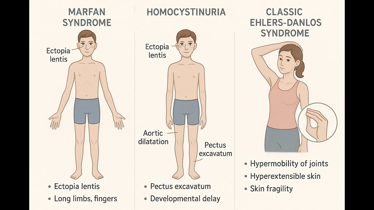 Marfan vs Homocystinuria Vs Classic Ehler danlos syndrome - YouTube