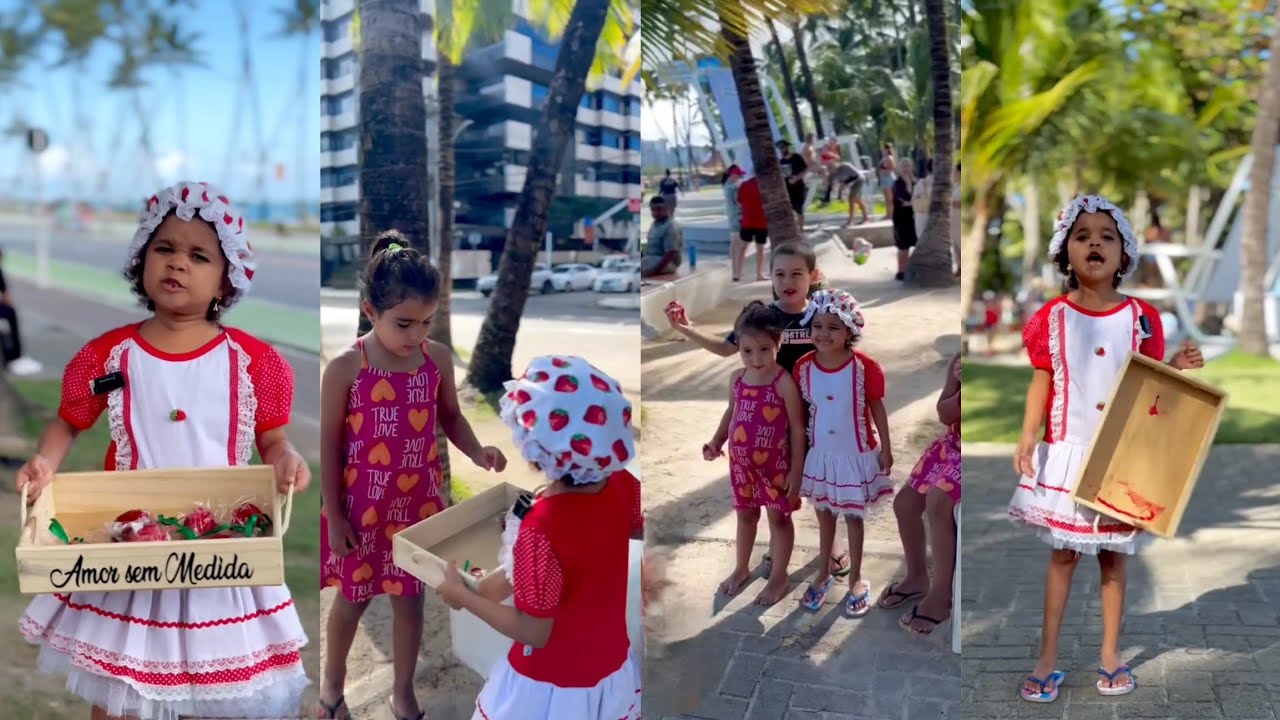 🍓 ANDRIELLY SAI DISTRIBUINDO MORANGO DO AMOR PARA CRIANÇAS NA RUA DE ...