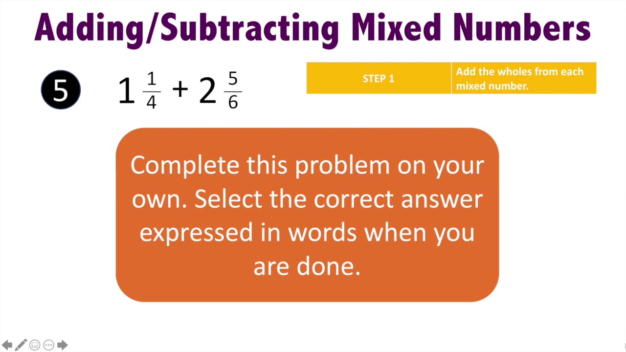 Adding and Subtracting Mixed Numbers Review for EdPuzzle - YouTube