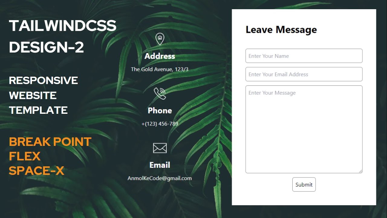 Tailwind CSS Design-2 | Leave Message Website Template - YouTube