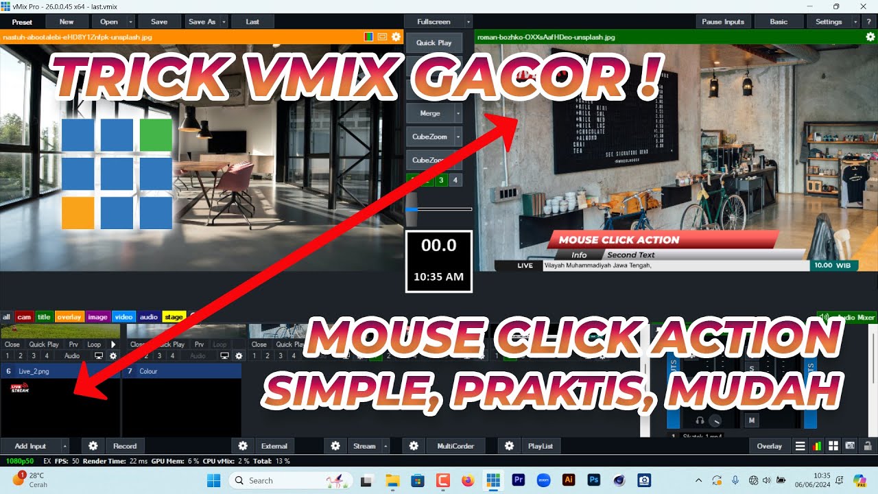 TRICK GACOR VMIX || MOUSE CLICK ACTION || SIMPLE, PRAKTIS, MUDAH ...
