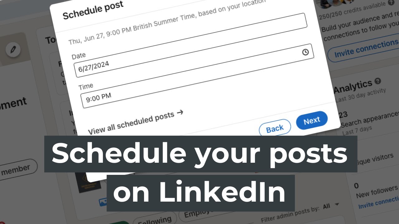 How to schedule your posts in advance on LinkedIn - YouTube