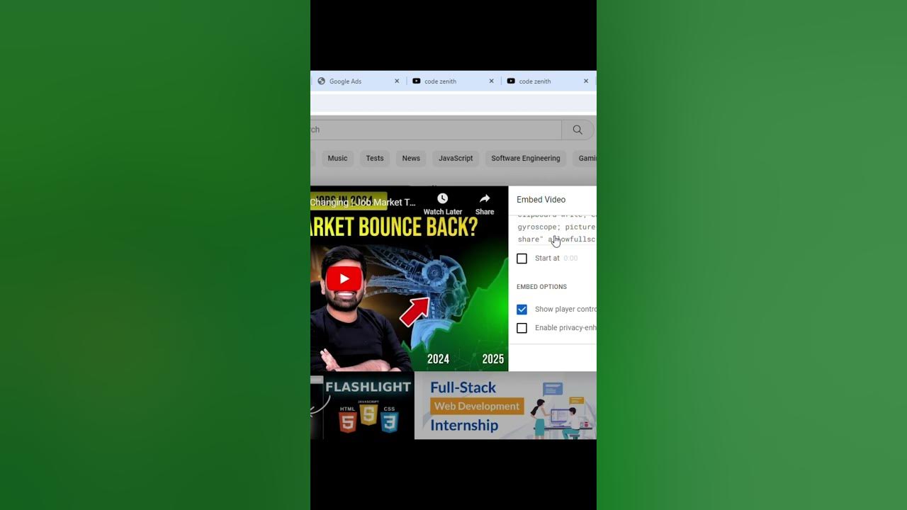 Add Youtube Video Link In Your Website With Help Of Html Youtubeshorts Html5 Ytshorts