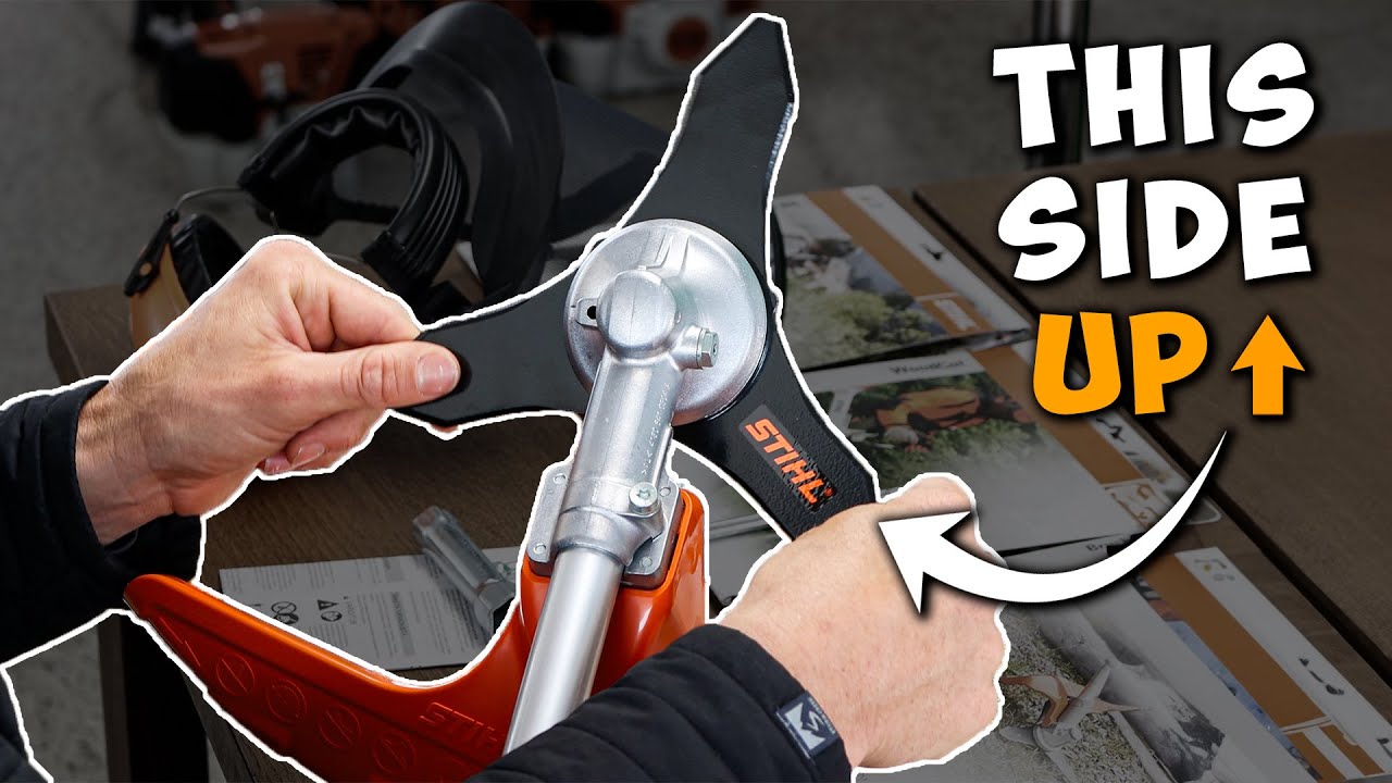 Easiest way to Install Brush BLADE on String Trimmer - YouTube