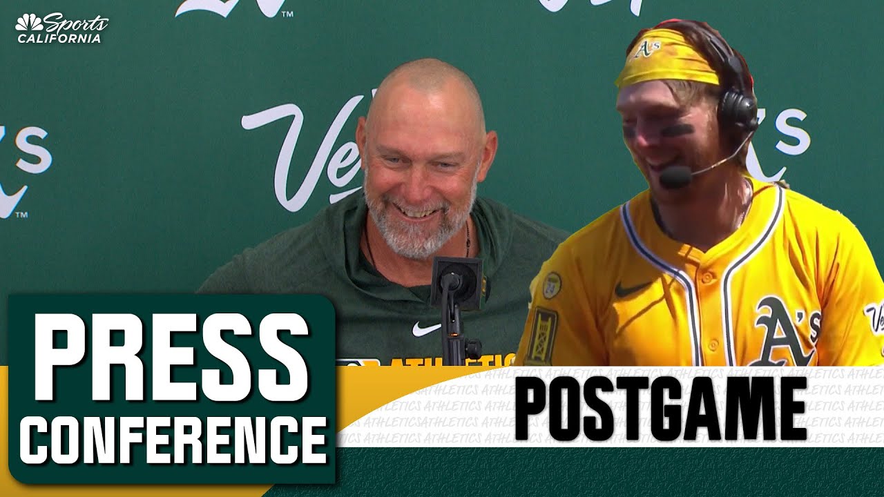 Mark Kotsay and Willie MacIver celebrating after Athletics snap the ...