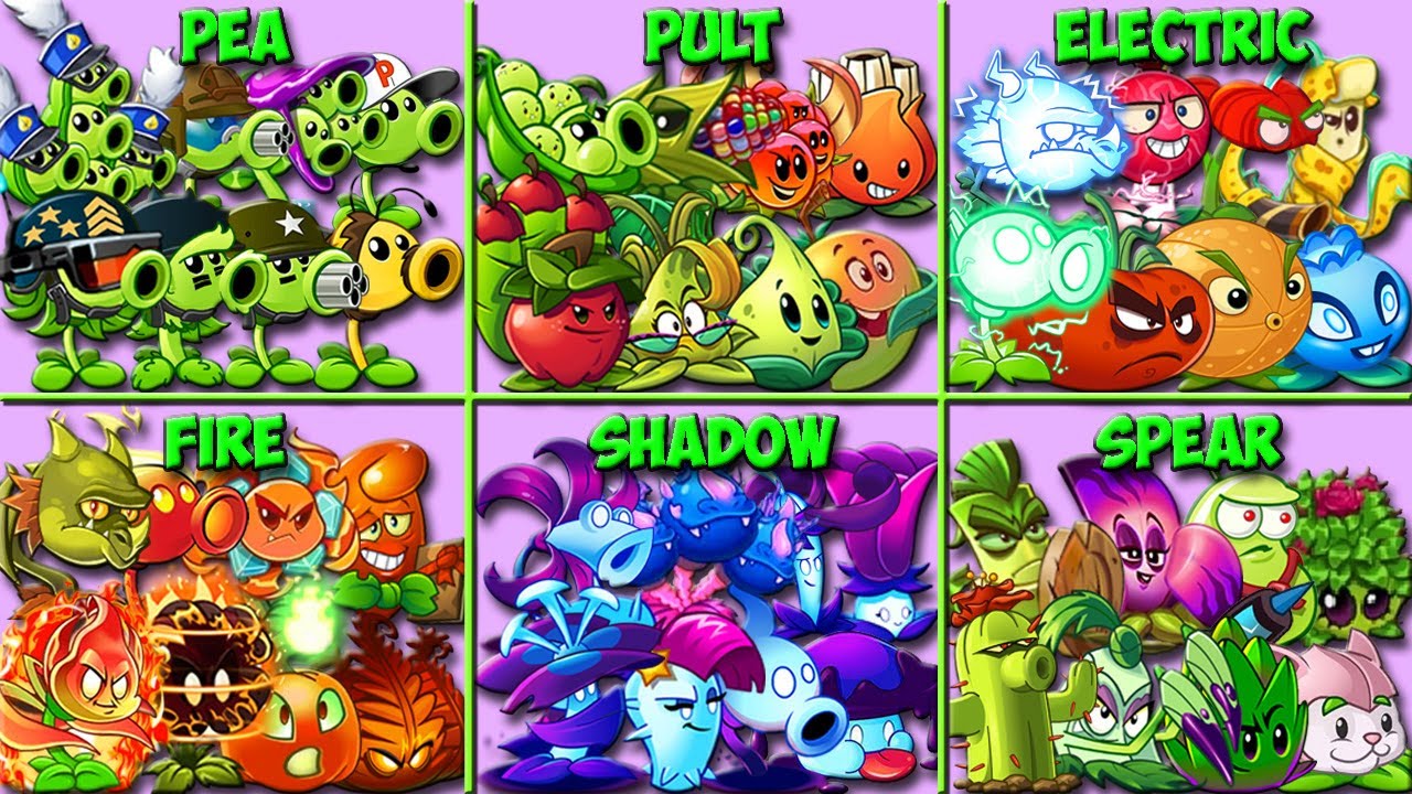 PvZ 2 - Best 6 Team PEA x SPEAR x SHADOW x FIRE x PULT x ELECTRIC ...