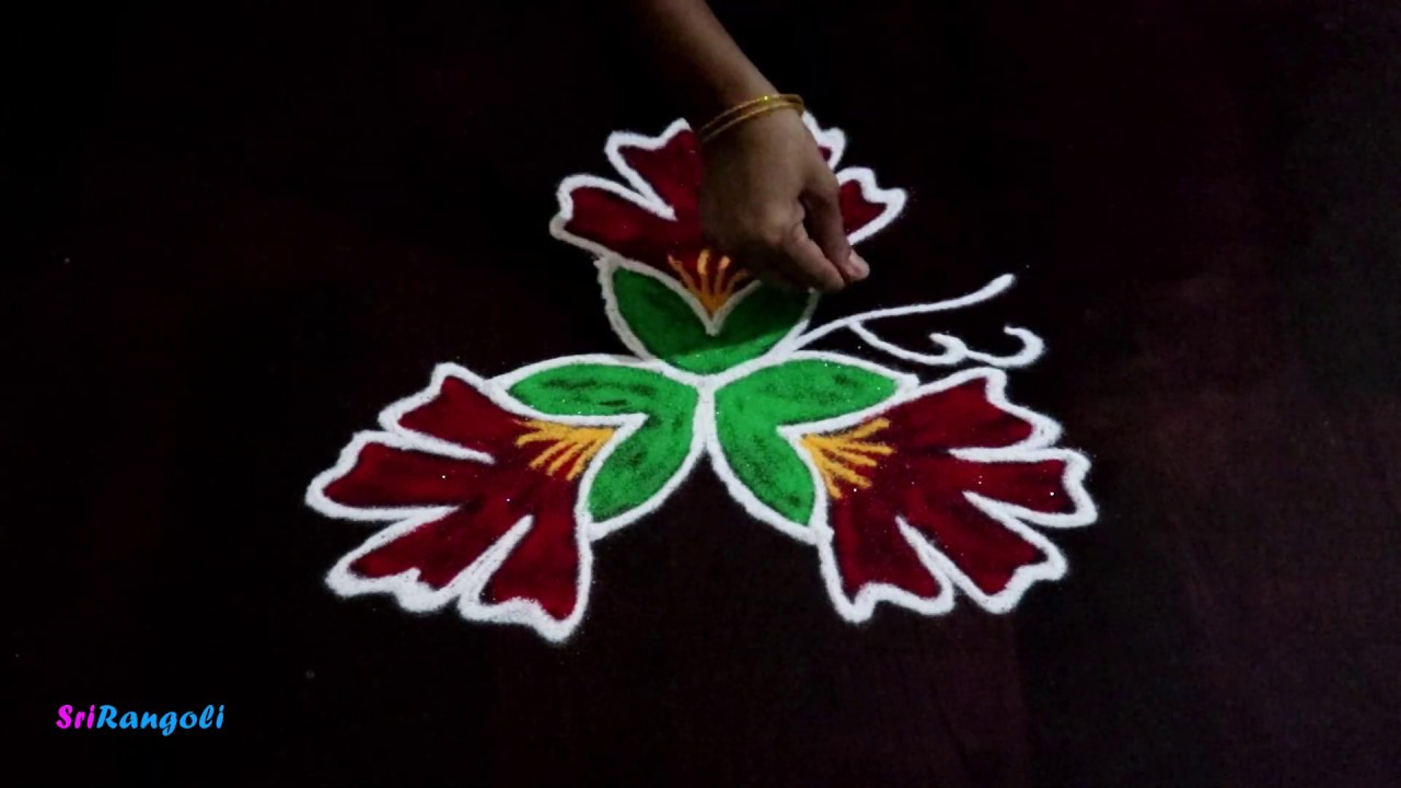 Simple Daily Flower Rangoli | 3x2 Dots Daily Kolam | Very Easy Daily ...