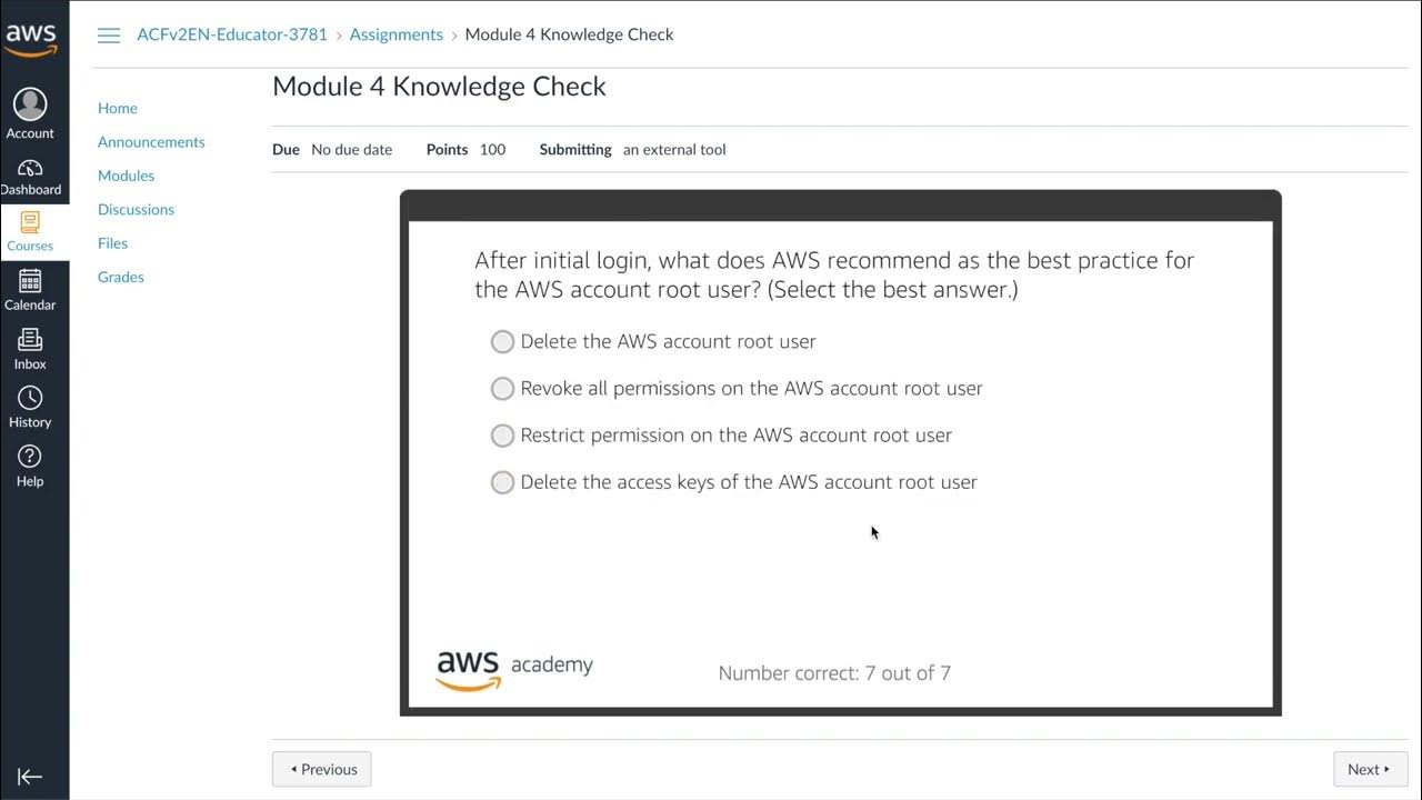 AWS Academy Cloud Foundation Module 4 Knowledge Check 2022 Version - YouTube
