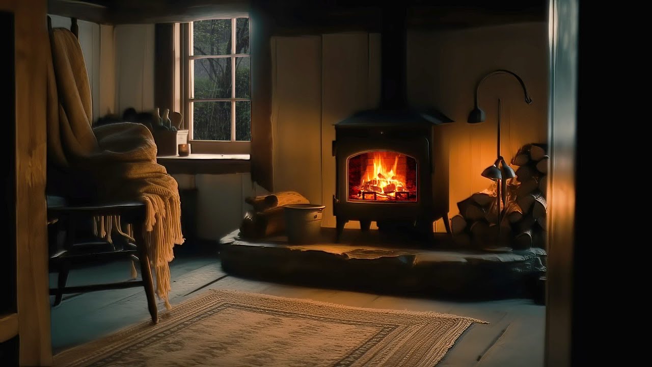Rain and Fireplace Sounds at Night for sleep, study, relaxation | Cozy ...