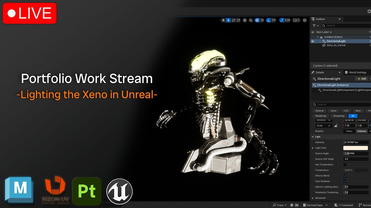 🔴 LIVE - Lighting and Rendering the Mech Xenomorph in Unreal Engine ...