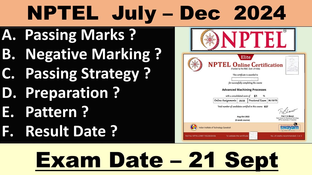 How To Pass Nptel 2024 Tricks To Prepare For Nptel Exam Exam Date 21 Sept Passing